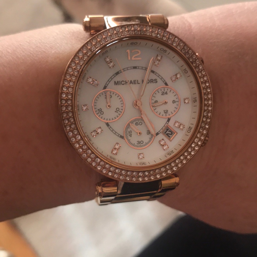 Michael Kors Chronograph Stopwatch In Rose Gold - Gem